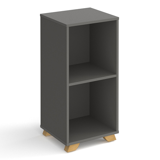 Grange Low Wooden Shelving Unit In Onyx Grey And 2 Shelves | FiF
