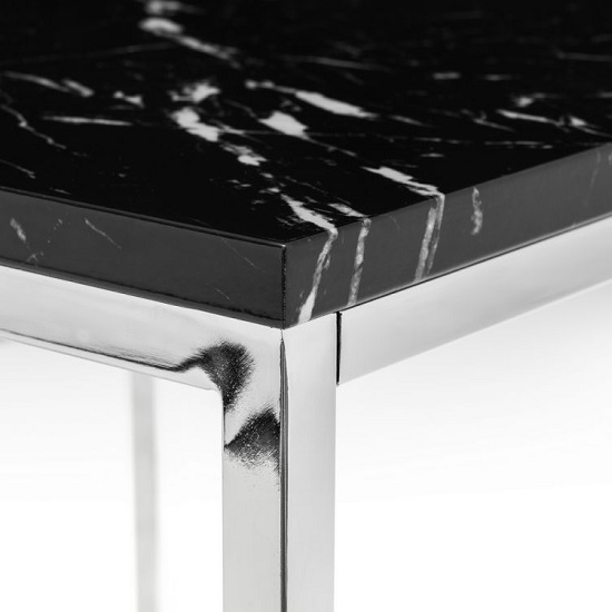 Sable Gloss Black Marble Effect Coffee Table With Steel Frame