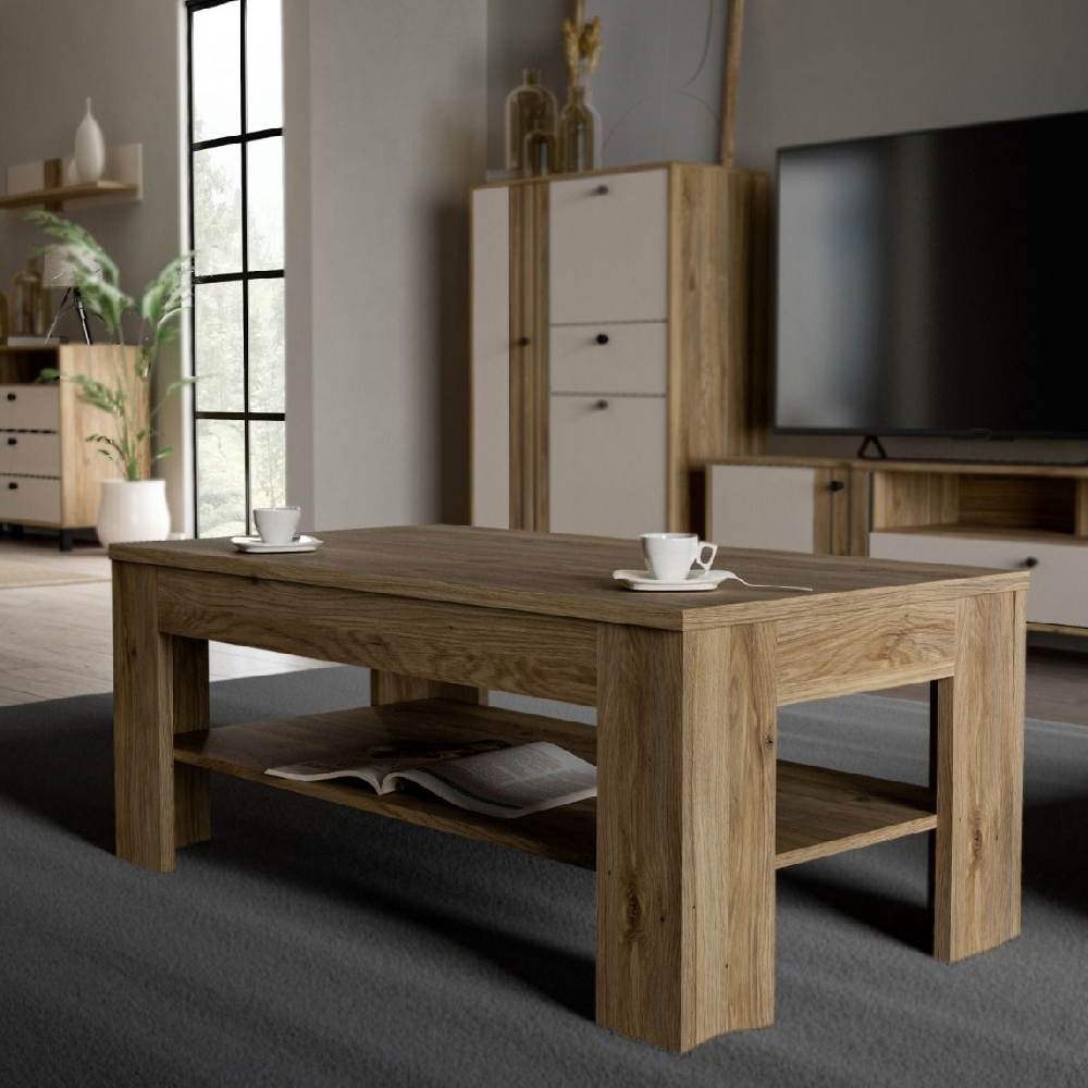 Greeley Wooden Rectangular Coffee Table In Oak | Furniture in Fashion