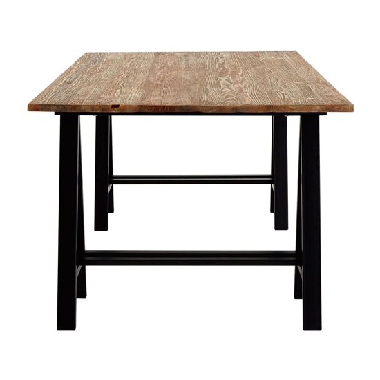 Hampro Wooden Dining Table With Black Metal Legs In Natural | Furniture ...