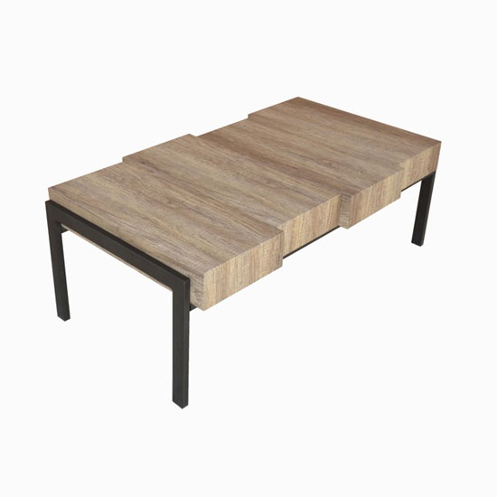 Hampton Wooden Coffee Table In Canyon Grey With Metal Legs | FiF
