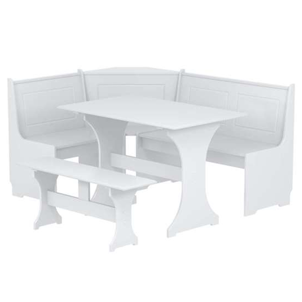 Hancock Wooden Corner Dining Set In White