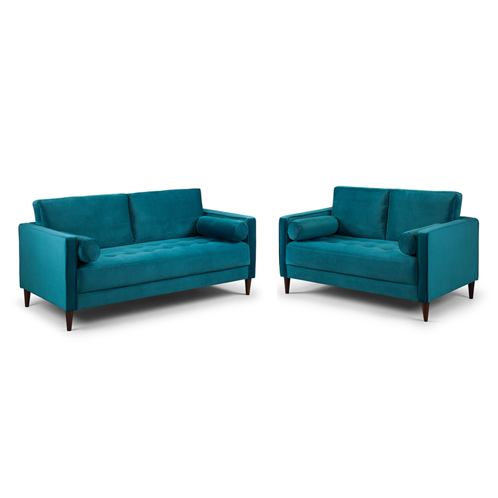 Harrison Plush Velvet 3+2 Seater Sofa Set In Teal | Furniture in Fashion