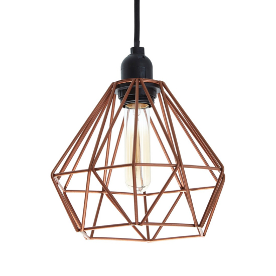 Hartok Metal Wire Frame Pendant Light In Copper | Furniture in Fashion