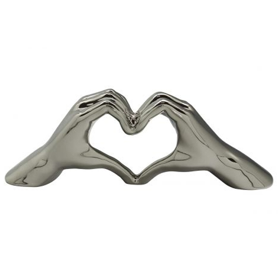 Heart Ceramic Big Hand Sculpture In Silver | Furniture in Fashion