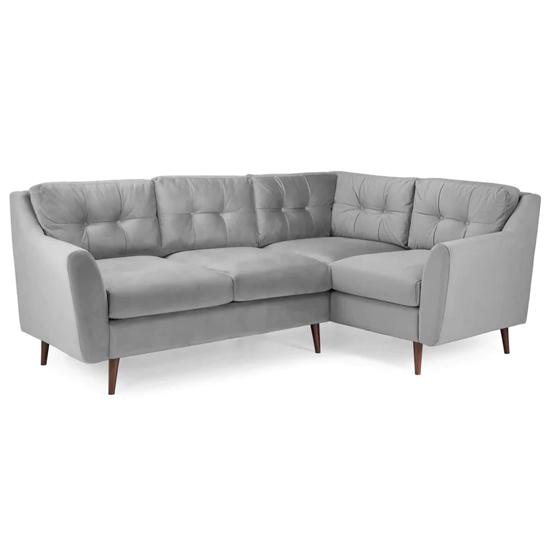 Helena Plush Velvet Corner Sofa Right Hand In Grey | Furniture in Fashion