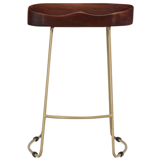 Henley 52cm Walnut Wooden Bar Stools With Brass Legs In A Pair ...