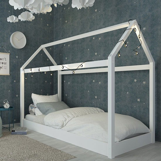 Hiker Wooden Single House Bed In White | Furniture in Fashion