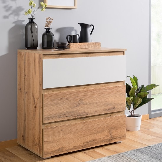 Hilary Contemporary Wooden Small Chest Of Drawers In Golden Oak ...
