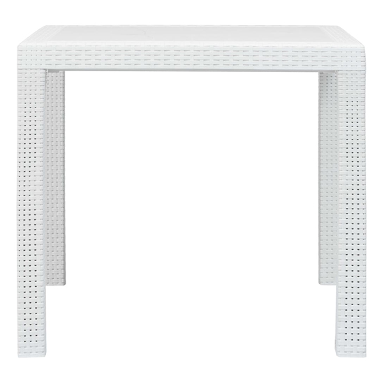 Ijaya Square Plastic Rattan Garden Dining Table In White