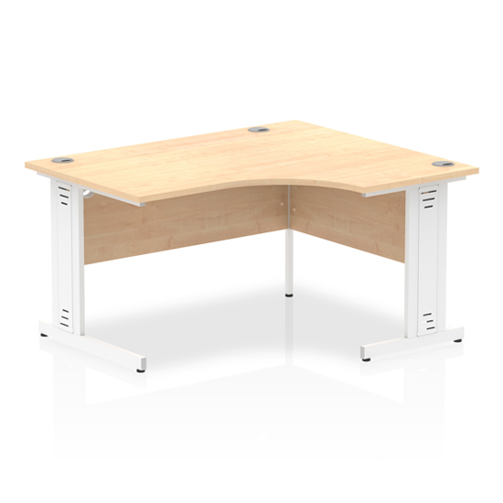 Isle 140cm Maple Right Computer Desk With White Managed Leg | Furniture ...