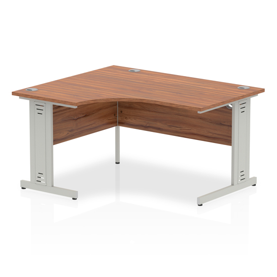 Isle 140cm Walnut Left Computer Desk With Silver Managed Leg ...