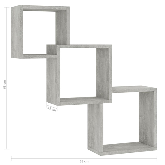 Javana Wooden Cube Wall Shelf In Concrete Effect