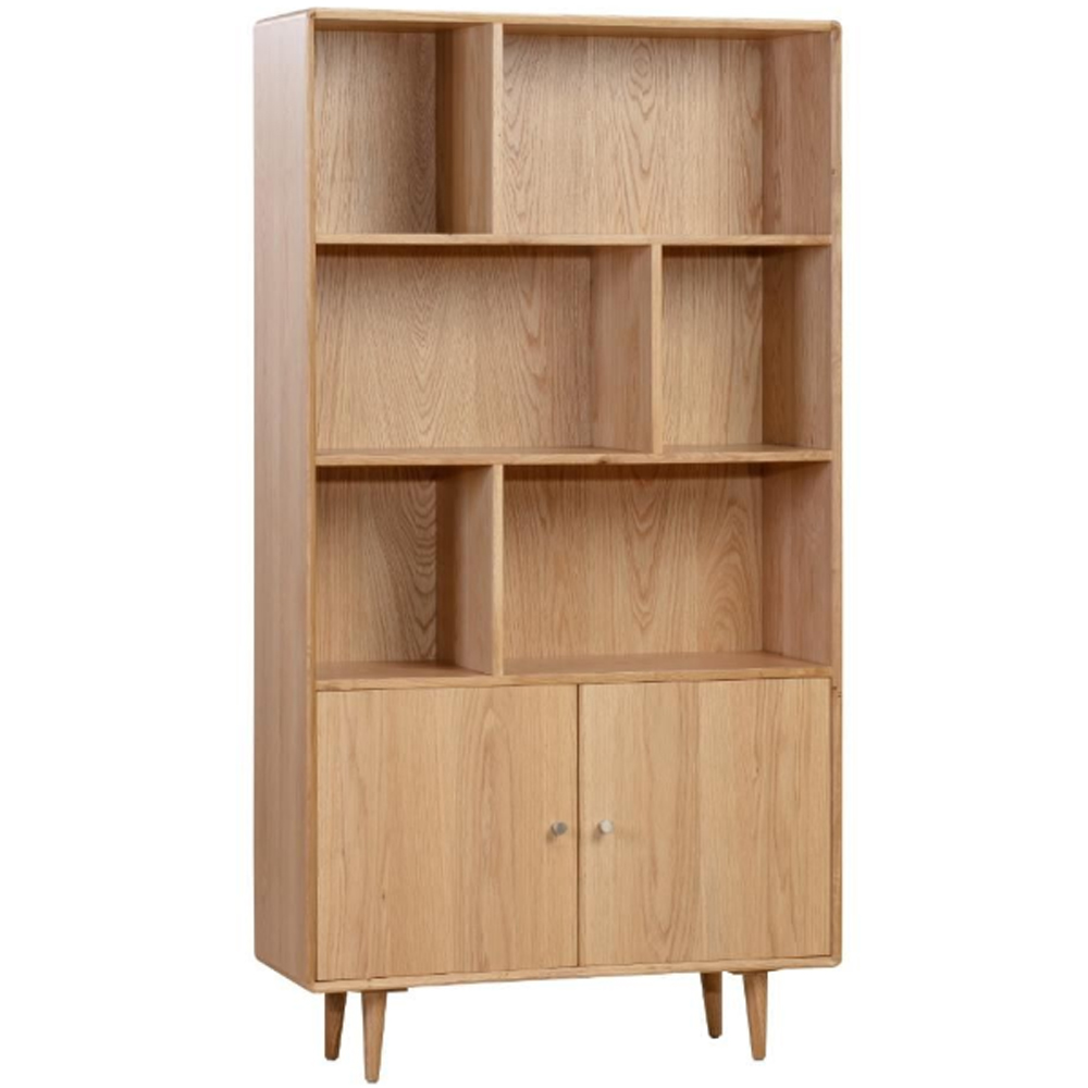 Javion Wooden Bookcase With 6 Shelves In Natural Oak