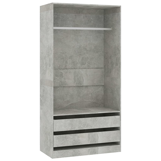 Jaxie Wooden Open Wardrobe With 2 Drawers In Concrete Effect