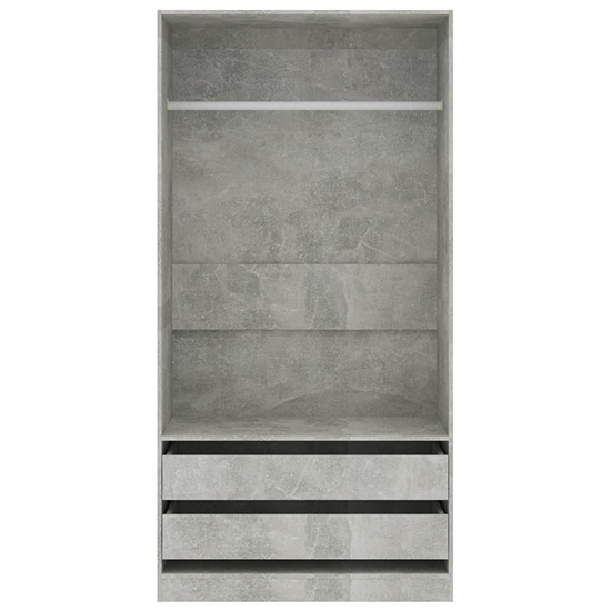 Jaxie Wooden Open Wardrobe With 2 Drawers In Concrete Effect