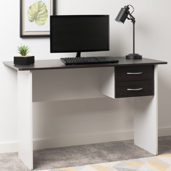 Irvin Wooden 2 Drawers Computer Desk In Wenge And White | Furniture in ...