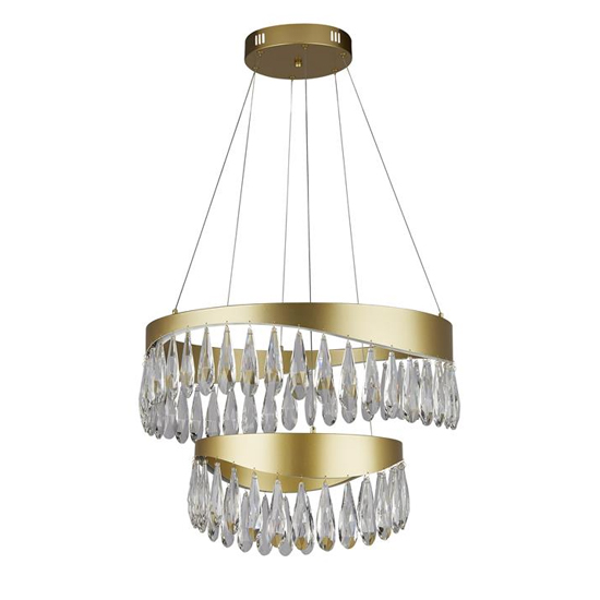 Jewel LED 2 Tier Crystal Ceiling Pendant Light In Gold | Furniture in ...