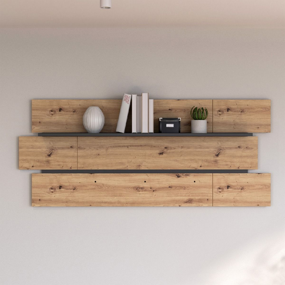Kanata Wooden Rectangular Wall Shelf In Artisan Oak | Furniture in Fashion