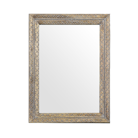Keller Rectangular Wall Mirror In Natural Mango Wood Frame