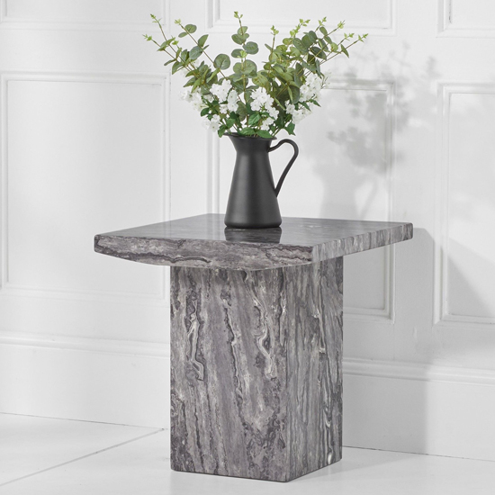 Kempton Square High Gloss Marble Lamp Table In Grey | Furniture in Fashion