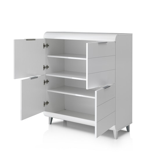 Kenia Modern Highboard In White High Gloss With 4 Doors | Furniture in ...