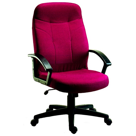 Kenton Fabric Executive Office Chair In Burgundy With Castors | Sale