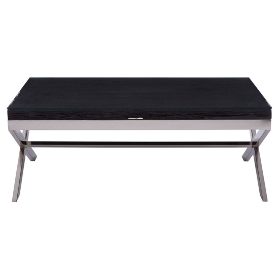 Kero Glass Top Coffee Table With Cross Base In Black