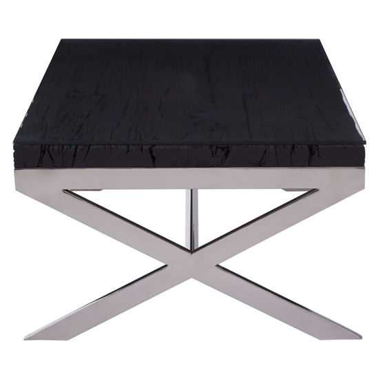 Kero Glass Top Coffee Table With Cross Base In Black | Furniture in Fashion