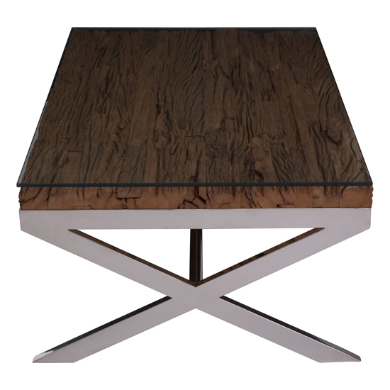 Kero Glass Top Coffee Table With Cross Base In Natural