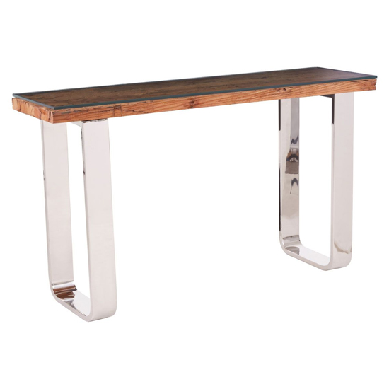 Kero Glass Top Console Table With U-Shaped Base In Natural | Furniture ...