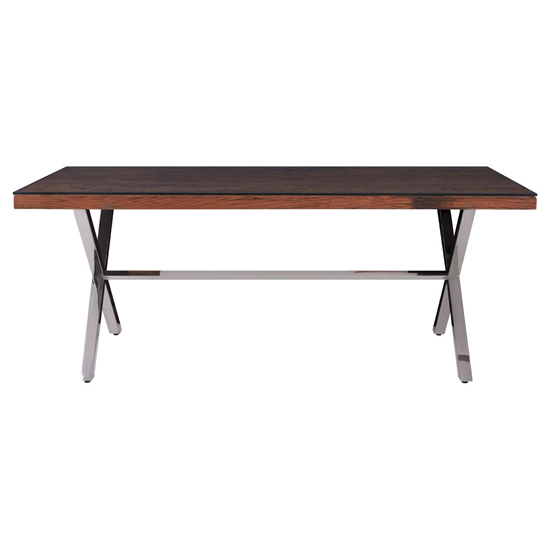 Kero Glass Top Dining Table With Cross Base In Natural