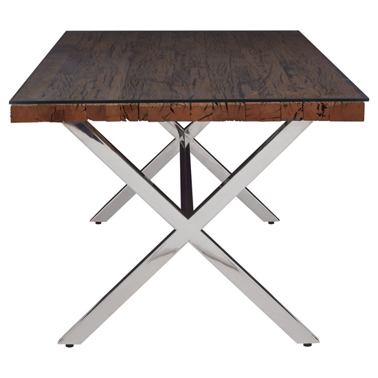 Kero Glass Top Dining Table With Cross Base In Natural