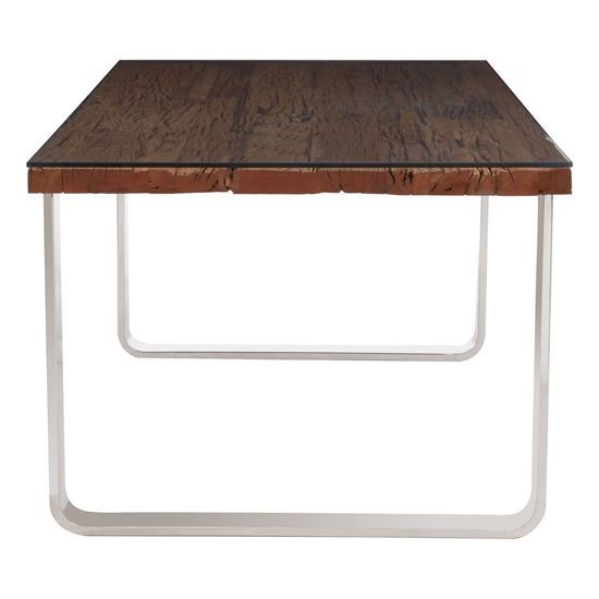 Kero Glass Top Dining Table With U-Shaped Base In Natural