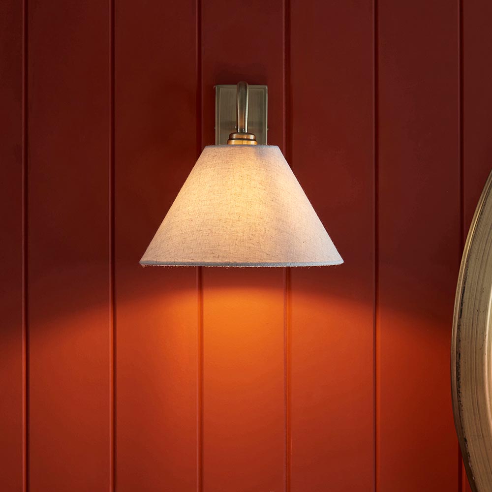 Kerrville Textured Fabric Wall Light In Antique Brass