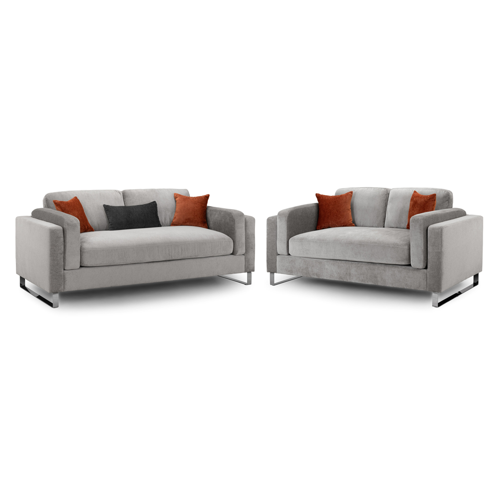 Kinston Fabric 3+2 Seater Sofa Set In Grey