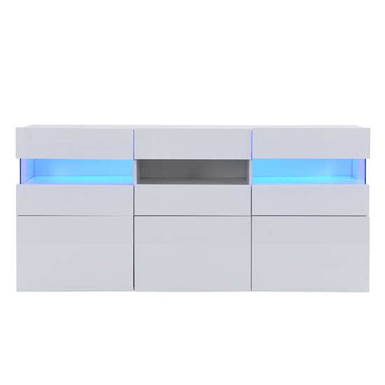 Kirsten High Gloss Sideboard In White With LED Lighting