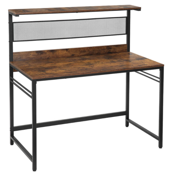 Kohler Wooden Computer Desk With Book Ledge In Rustic Brown | FiF