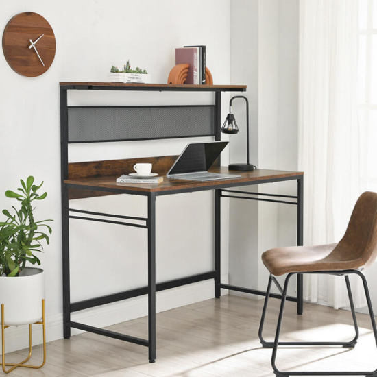 Kohler Wooden Computer Desk With Book Ledge In Rustic Brown | FiF