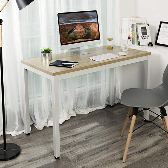 Kohler Wooden Oak Top Computer Desk With White Legs | Sale