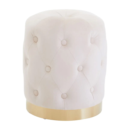Lagos Velvet Button Tufted Stool In Stone Grey | Furniture in Fashion