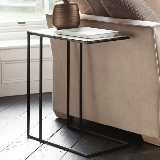 Langton Rectangular Aluminium Side Table In Silver