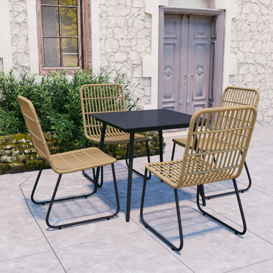 Laredo Small Rattan And Glass 5 Piece Dining Set In Oak Black ...