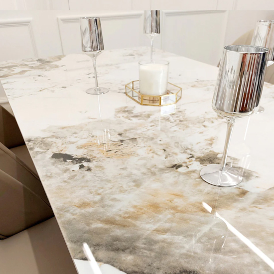 Largo Pandora Sintered Stone Top Dining Table With Gold Frame ...