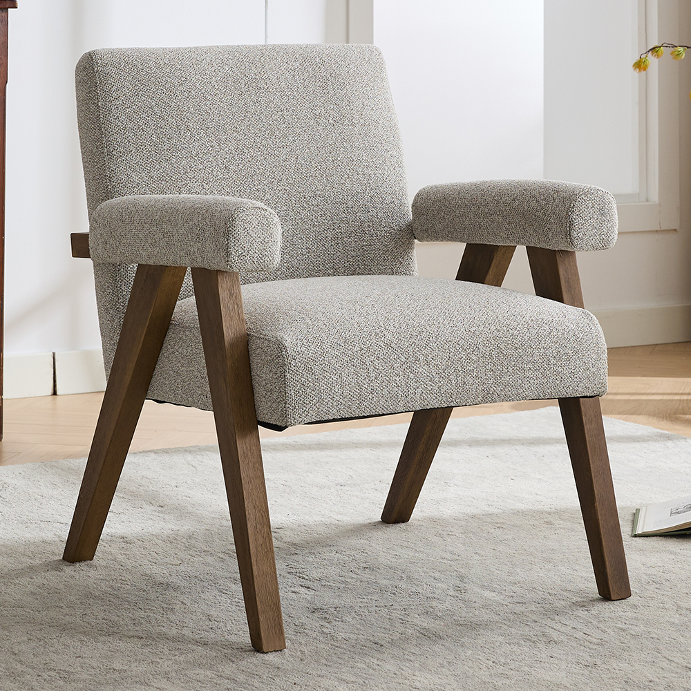 Laurel Fabric Accent Chair With Wooden Legs In Greige | Furniture in ...