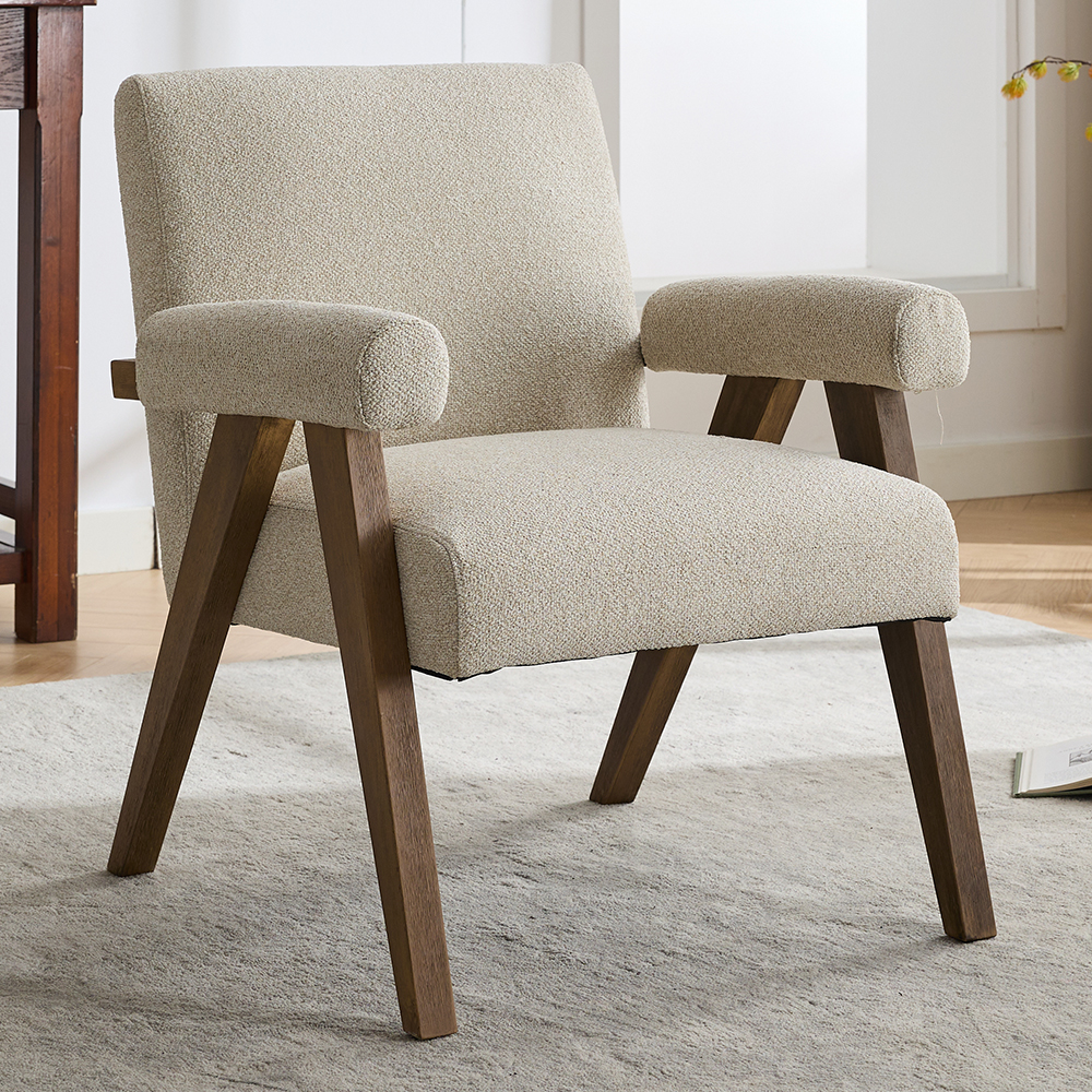 Laurel Fabric Accent Chair With Wooden Legs In Hessian | Furniture in ...