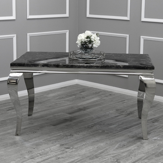 Laval Extra Large Black Marble Dining Table With Chrome Legs ...