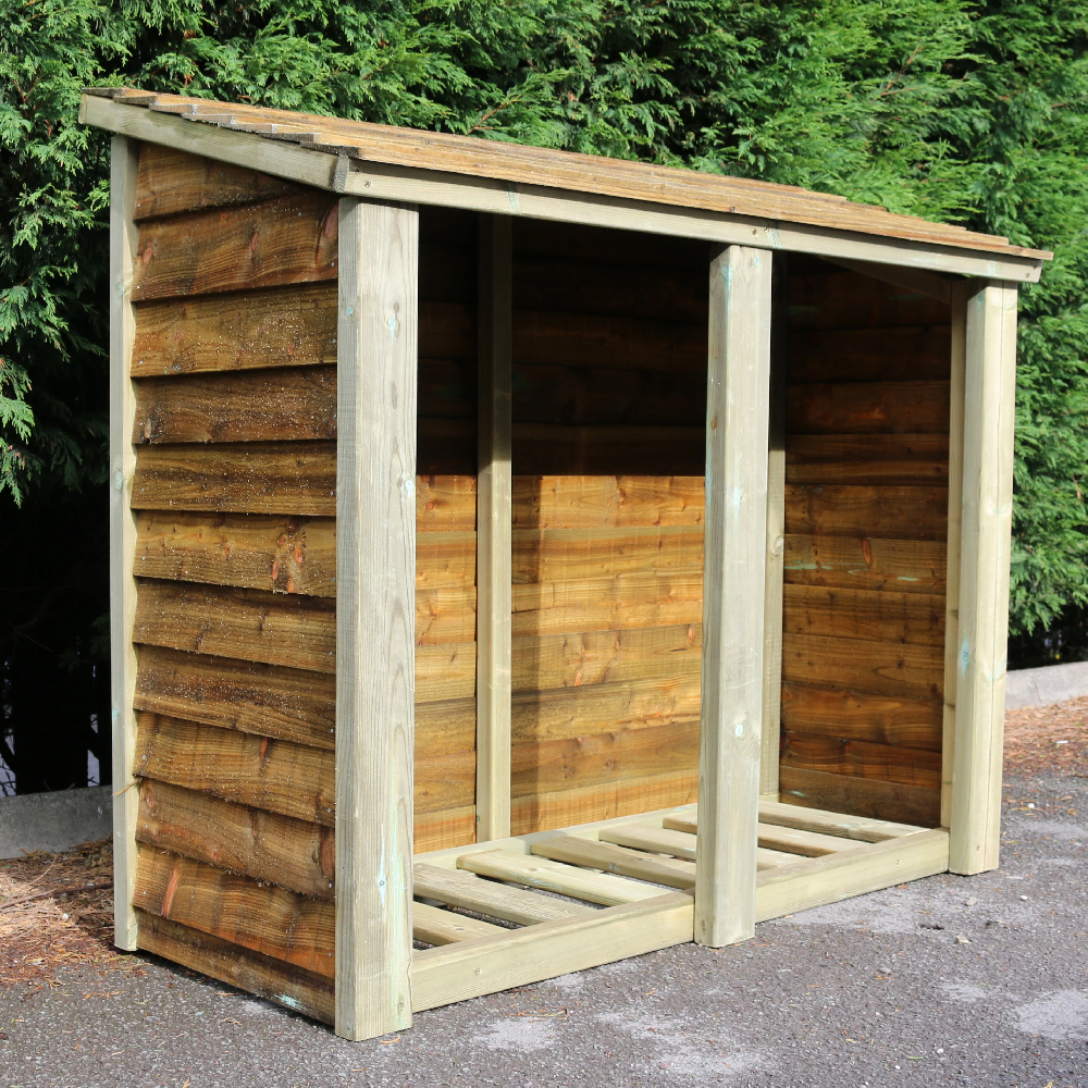 Lebanon Wide Wooden Garden Double Log Store In Natural