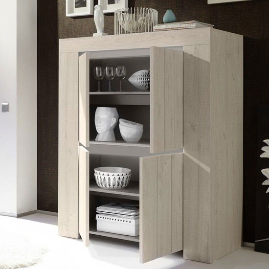 Leilani Wooden Highboard In Beige Oak | Furniture in Fashion