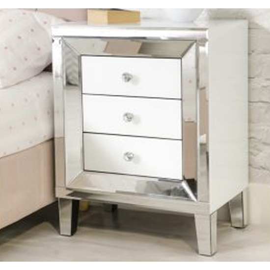 Liberty Mirrored Small Chest Of Drawers In White High Gloss | Furniture ...